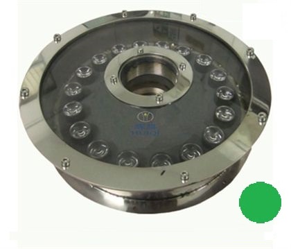 תאורת נירוסטה לד עגולה ''בייגלה'' למזרקות ובריכות נוי. צבע ירוק. דגם HQ-5015-G ''היי פאוור ...